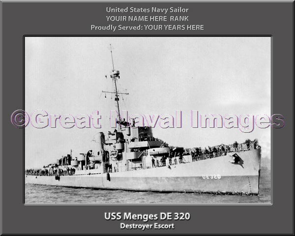 USS Menges DE 320 : Personalized Navy Ship Photo ⋆ Great Naval Images LLC