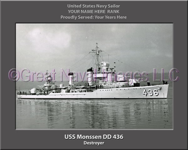 USS Monssen DD 436 : Personalized Navy Ship Photo ⋆ Great Naval Images LLC