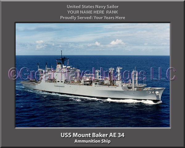 USS Mount Baker AE 34 : Personalized Navy Ship Photo ⋆ Great Naval ...