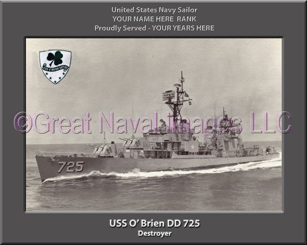 USS O'Brien DD 725 : Personalized Navy Ship Photo ⋆ Great Naval Images LLC