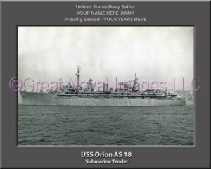 USS Orion AS 18 : Personalized Navy Ship Photo ⋆ Great Naval Images LLC