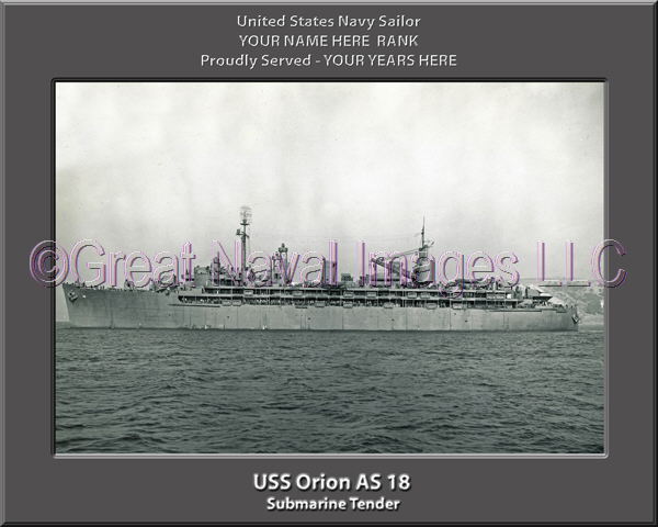 USS Orion AS 18 : Personalized Navy Ship Photo ⋆ Great Naval Images LLC