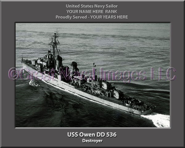 USS Owen DD 536 : Personalized Navy Ship Photo ⋆ Great Naval Images LLC