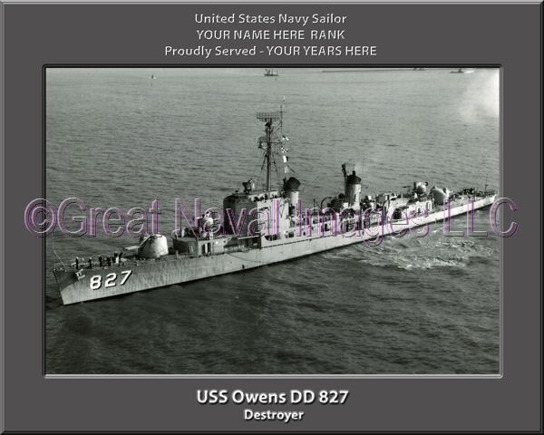 USS Owens DD 827 : Personalized Navy Ship Photo ⋆ Great Naval Images LLC
