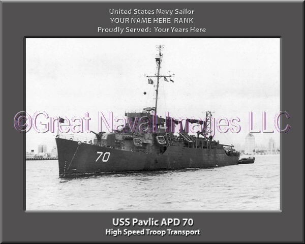 USS Pavlic APD 70 Personalized Navy Ship Photo ⋆ Great Naval Images LLC