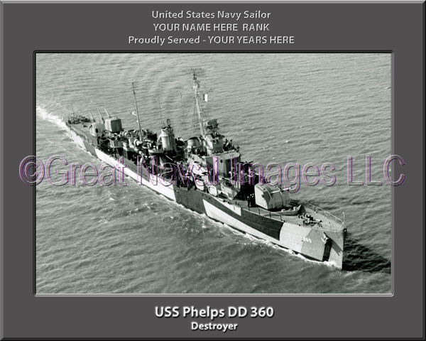 USS Phelps DD 360 : Personalized Navy Ship Photo ⋆ Great Naval Images LLC