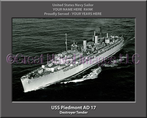USS Piedmont AD 17 Personalized Navy Ship Photo ⋆ Great Naval Images LLC