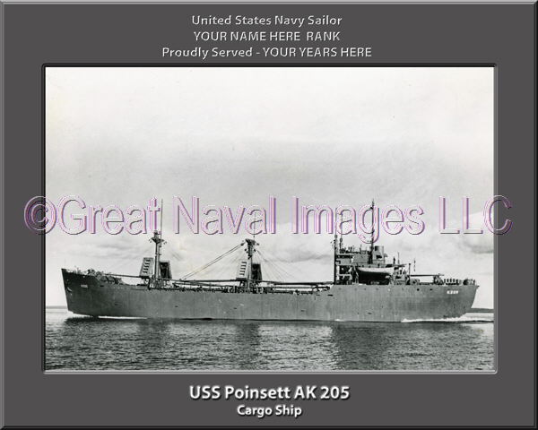 USS Poinsett AK 205 Personalized Navy Ship Photo ⋆ Great Naval Images LLC.