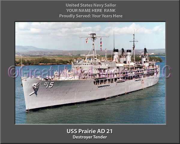 USS Prairie AD 15 : Personalized Navy Ship Photo 2 ⋆ Great Naval Images LLC