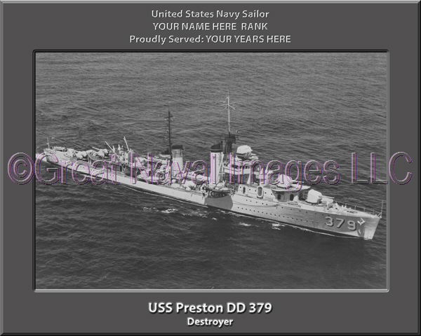 USS Preston DD 379 : Personalized Navy Ship Photo ⋆ Great Naval Images LLC