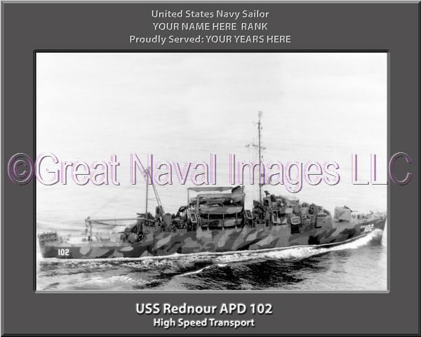 USS Rednour APD 102 : Personalized Navy Ship Photo ⋆ Great Naval Images LLC