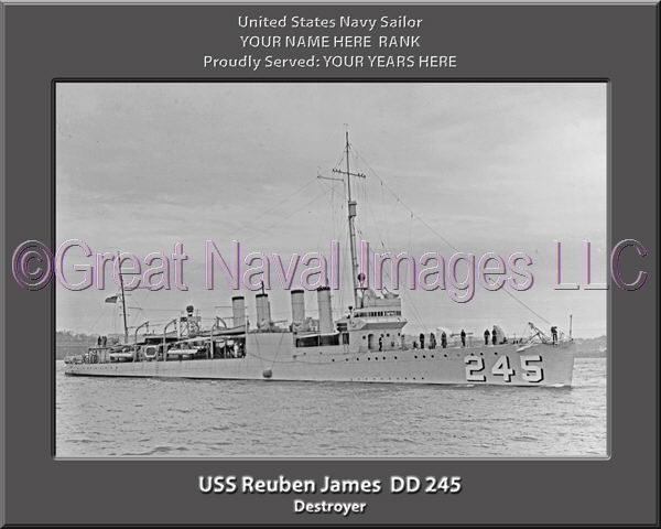 USS Reuben James DD 245 : Personalized Ship Photo ⋆ Great Naval Images LLC.