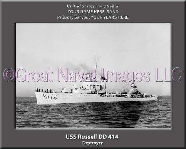 USS Russell DD 414 : Personalized Ship Photo ⋆ Great Naval Images LLC
