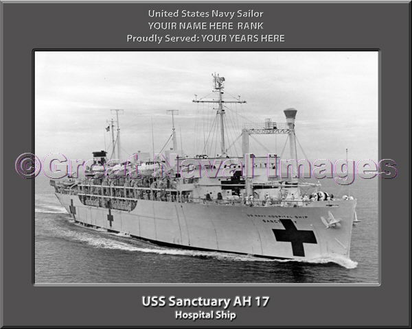 USS Sanctuary AH 17 : Personalized Navy Ship Photo ⋆ Great Naval Images LLC
