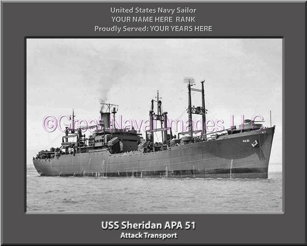 USS Sheridan APA 51 : Personalized Navy Ship Photo ⋆ Great Naval Images LLC