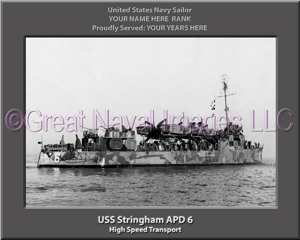 USS Stringham APD 6 : Personalized Navy Ship Photo ⋆ Great Naval Images LLC