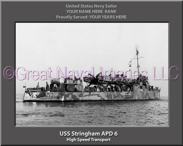 USS Stringham APD 6 : Personalized Navy Ship Photo ⋆ Great Naval Images LLC