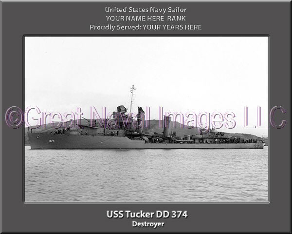 USS Tucker DD 374 : Personalized Navy Ship Photo ⋆ Personalized US Navy ...