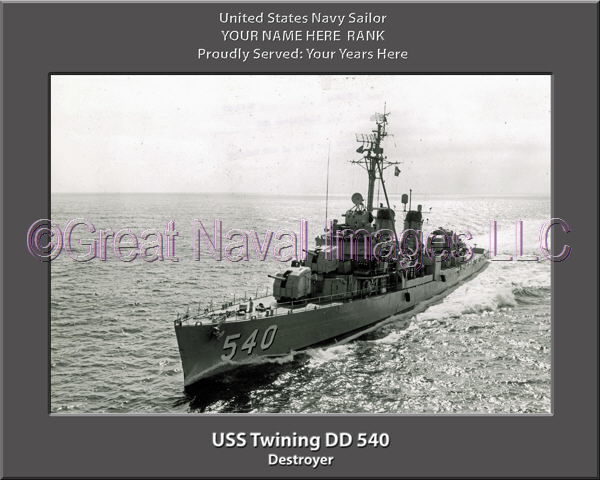 USS Twining DD 540 : Personalized Navy Ship Photo ⋆ Great Naval Images LLC