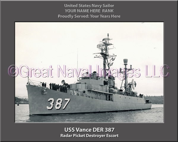 USS Vance DER 387 : Personalized Navy Ship Photo ⋆ Great Naval Images LLC