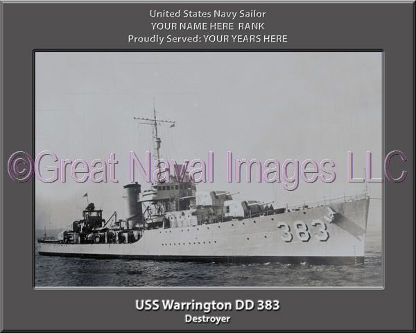 USS Warrington DD 383 : Personalized Ship Photo ⋆ Great Naval Images LLC