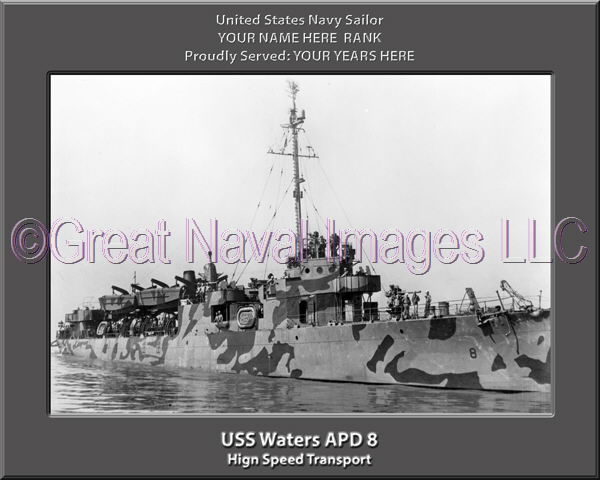 USS Waters APD 8 : Personalized Navy Ship Photo ⋆ Great Naval Images LLC