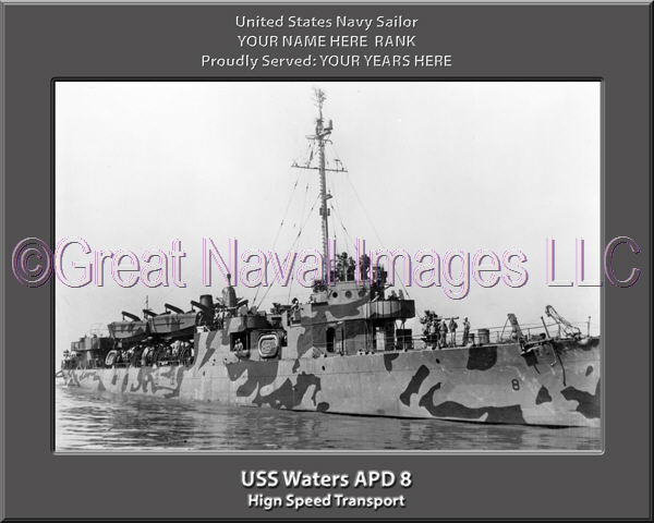 USS Waters APD 8 : Personalized Navy Ship Photo ⋆ Great Naval Images LLC