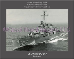 USS Watts DD 567 : Personalized Navy Ship Photo ⋆ Great Naval Images LLC