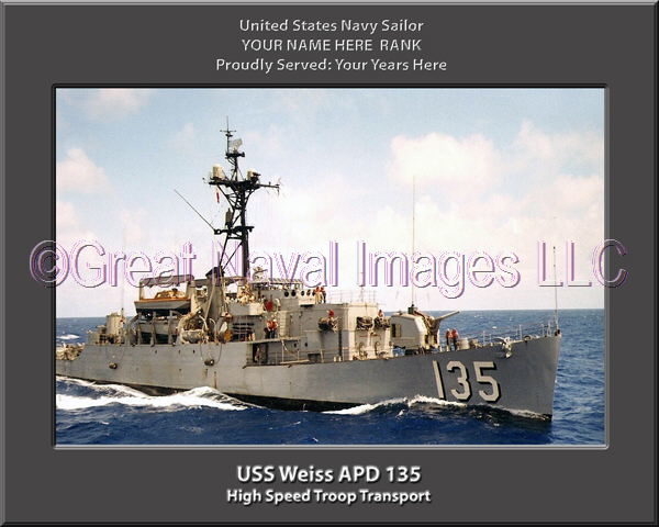 USS Weiss APD 135 : Personalized Navy Ship Photo ⋆ Great Naval Images LLC