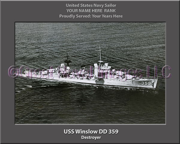 USS Winslow DD 359 : Personalized Navy Ship Photo ⋆ Great Naval Images LLC.