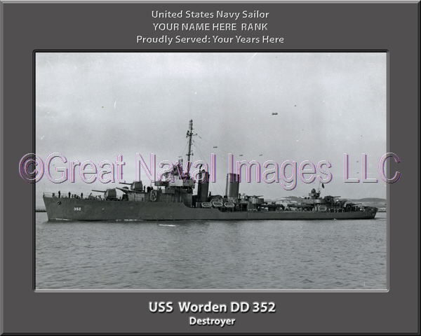 USS Worden DD 352 : Personalized Navy Ship Photo ⋆ Great Naval Images LLC