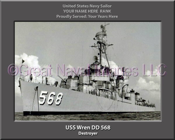 USS Wren DD 568 : Personalized Navy Ship Photo ⋆ Great Naval Images LLC