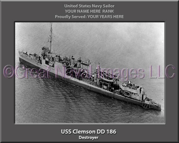 USS Clemson DD 186 : Personalized Navy Ship Photo ⋆ Great Naval Images LLC
