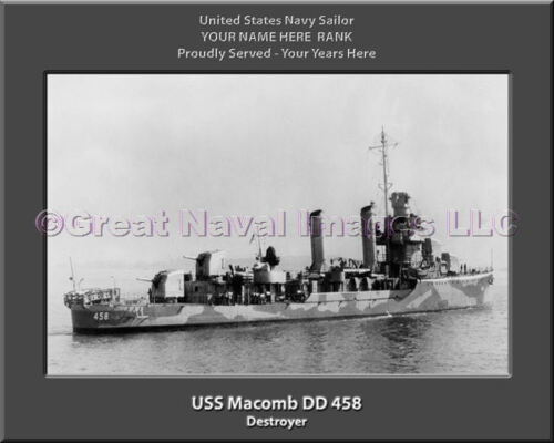 USS MaComb DD 458 : Personalized Navy Ship Photo ⋆ Great Naval Images LLC