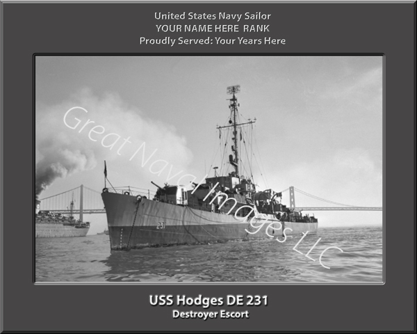 USS Hodges DE 231 : Personalized Navy Ship Photo 2 ⋆ Great Naval Images LLC