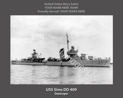 USS Sims DD 409 : Personalized Navy Ship Photo ⋆ Great Naval Images LLC