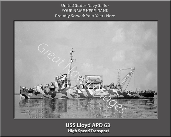 USS Lloyd APD 63 : Personalized Navy Ship Photo ⋆ Great Naval Images LLC