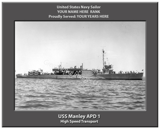 USS Manley APD 1 : Personalized Navy Ship Photo ⋆ Great Naval Images LLC