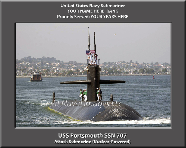 USS Portsmouth SSN 707: Submarine Photo ⋆ Personalized US Navy Ship ...