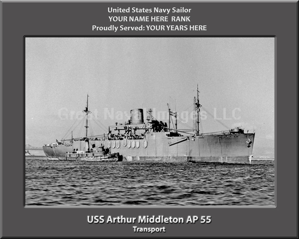 USS Arthur Middleton AP 55: Personalized Photo ⋆ Great Naval Images LLC