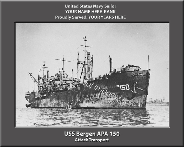 USS Bergen APA 150: Personalized Navy Ship Photo ⋆ Great Naval Images LLC