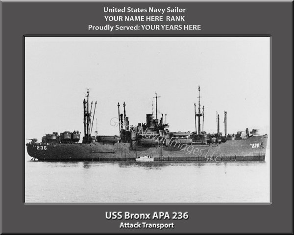 USS Bronx APA 236: Personalized Navy Ship Photo ⋆ Great Naval Images LLC