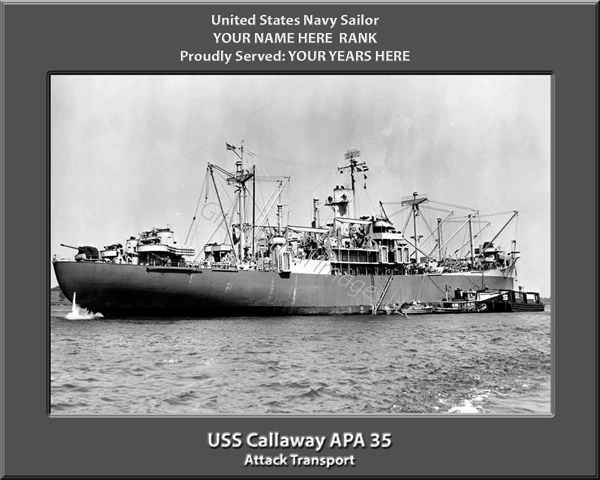 USS Callaway APA 35: Personalized Navy Ship Photo ⋆ Great Naval Images LLC