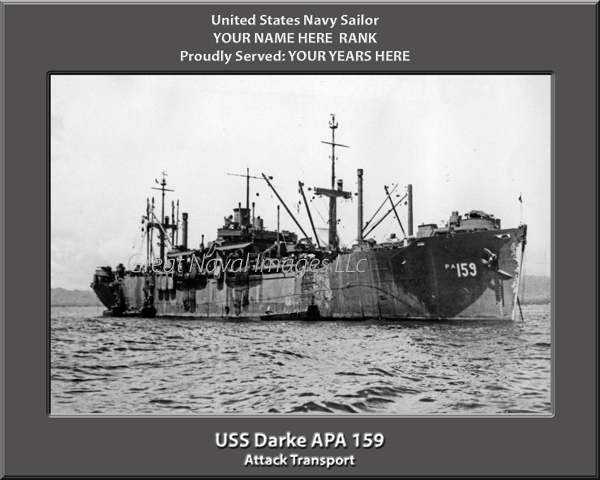 USS Darke APA 159: Personalized Navy Ship Photo ⋆ Great Naval Images LLC