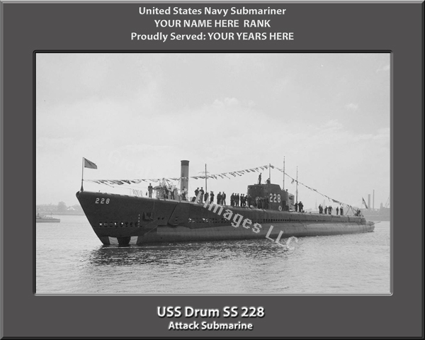 USS Drum SS 228: Personalized Submarine Photo ⋆ Great Naval Images LLC