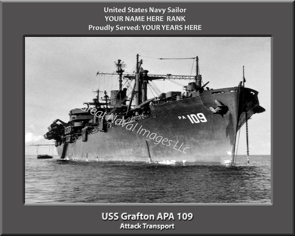 USS Grafton APA 109: Personalized Navy Ship Photo ⋆ Great Naval Images LLC.