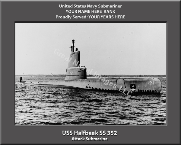 USS Halfbeak SS 352: Personalized Submarine Photo ⋆ Great Naval Images LLC