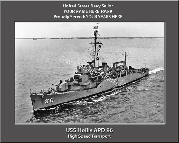 USS Hollis APD 86: Personalized Navy Ship Photo ⋆ Great Naval Images LLC
