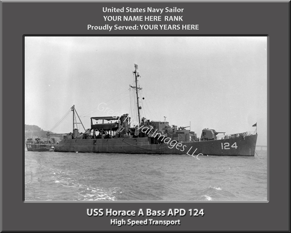 USS Horace A Bass APD 124: Personalized Navy Ship Photo ⋆ Great Naval ...