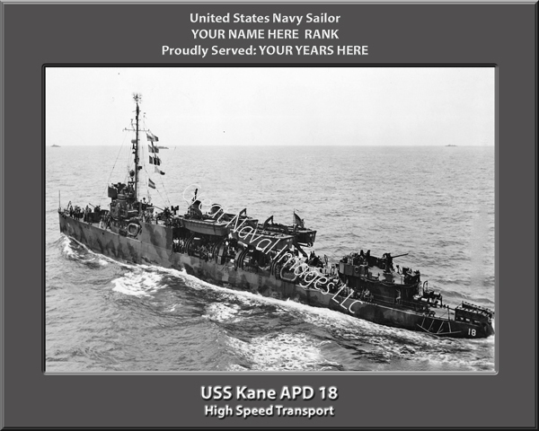 USS Kane APD 18: Personalized Navy Ship Photo ⋆ Great Naval Images LLC